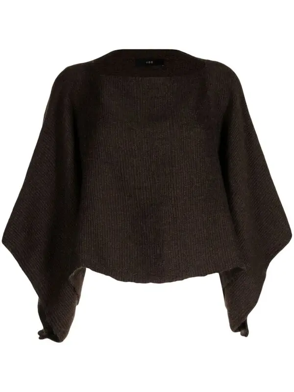 Voz Crew-neck Alpaca Wool Cape - Brown