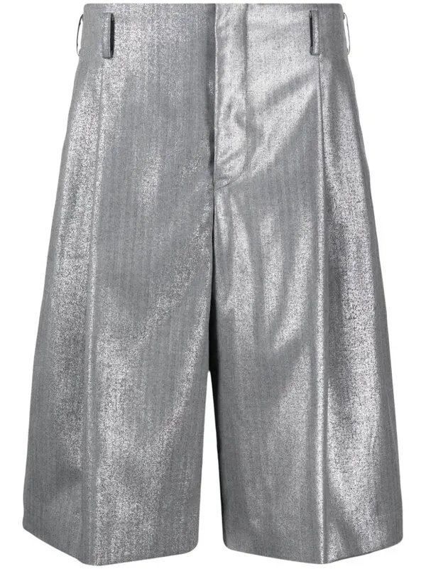Comme Des Garçons Metallic-finish Wool Shorts