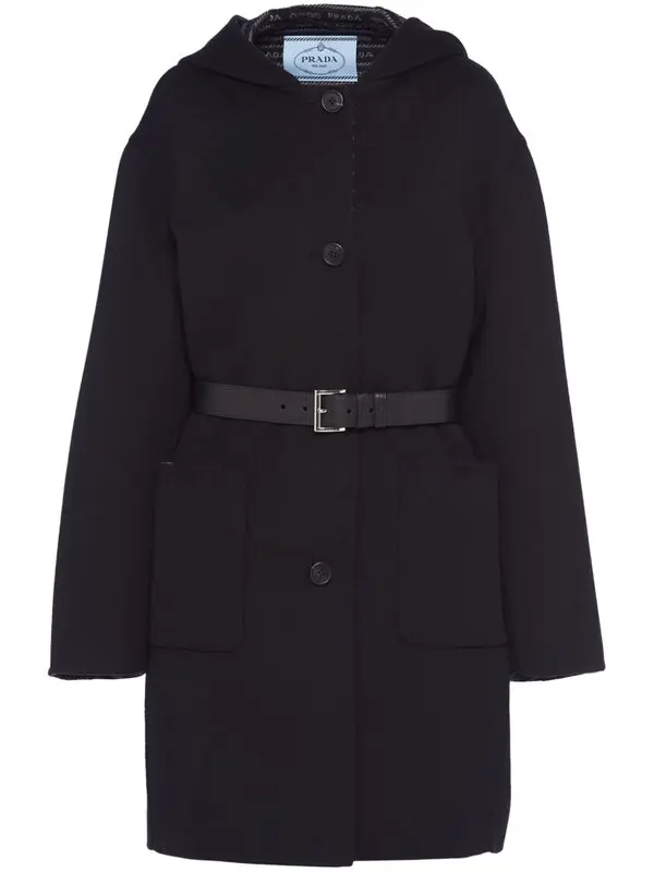 Prada Single-breasted Wool Coat - Black