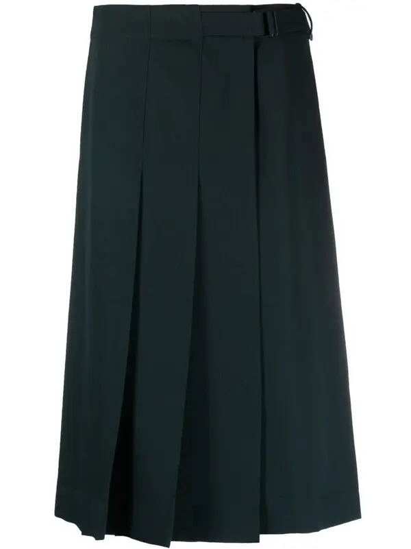 LEMAIRE Pleated Wool Wrap Skirt - Black