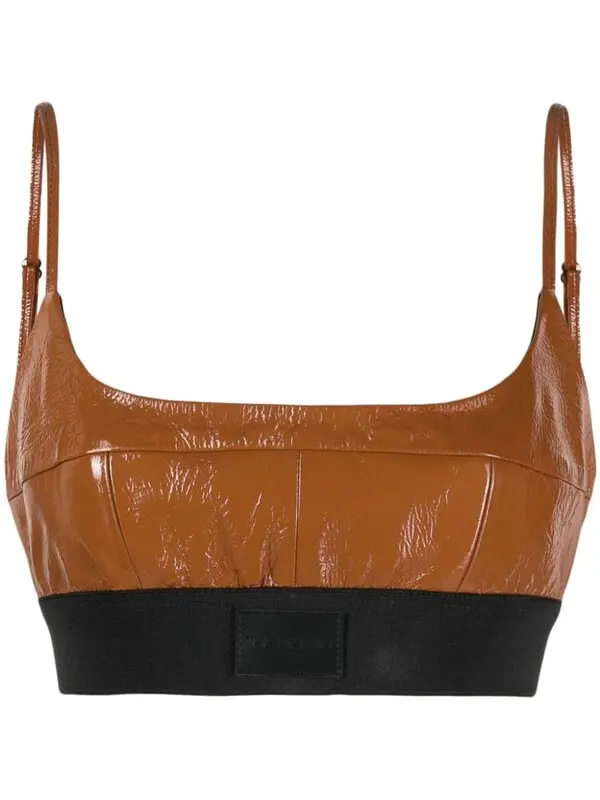 THE MANNEI Catalina Cropped Leather Top