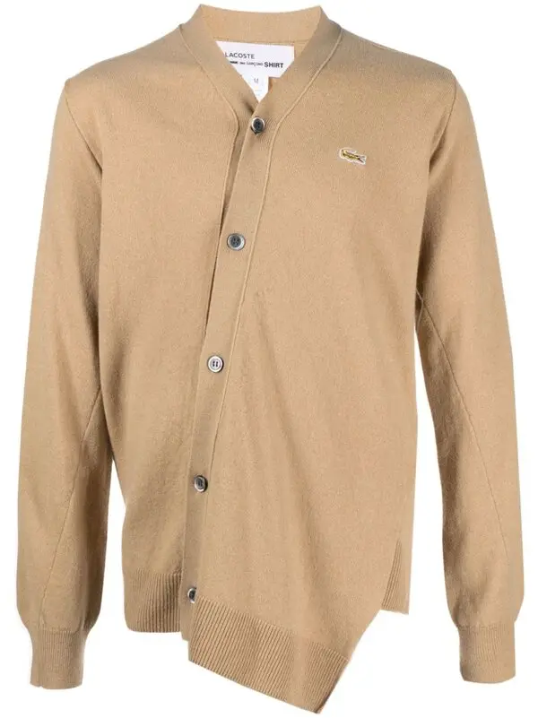 Comme Des Garçons X Lacoste Asymmetric Wool Cardigan - Brown