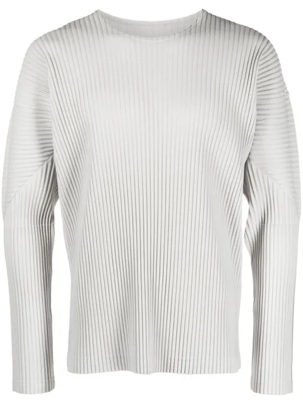 Issey Miyake Fully-pleated Long-sleeve T-shirt - Grey