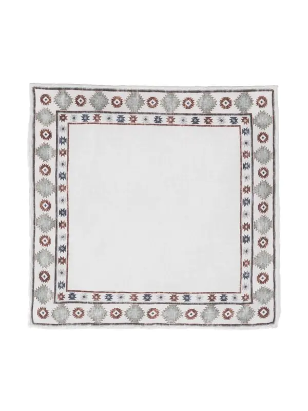 Brunello Cucinelli Geometric-print Organic Wool Scarf - Neutrals