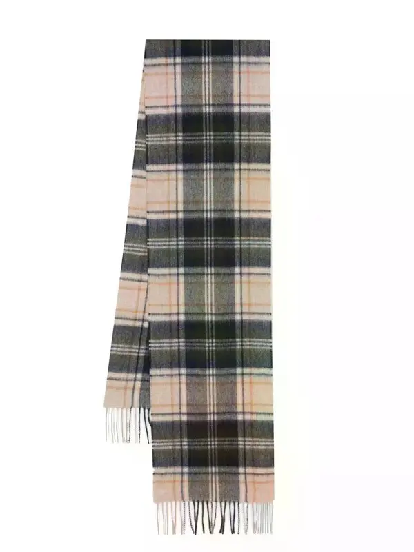 Barbour Tartan-pattern Fringed Scarf - Neutrals