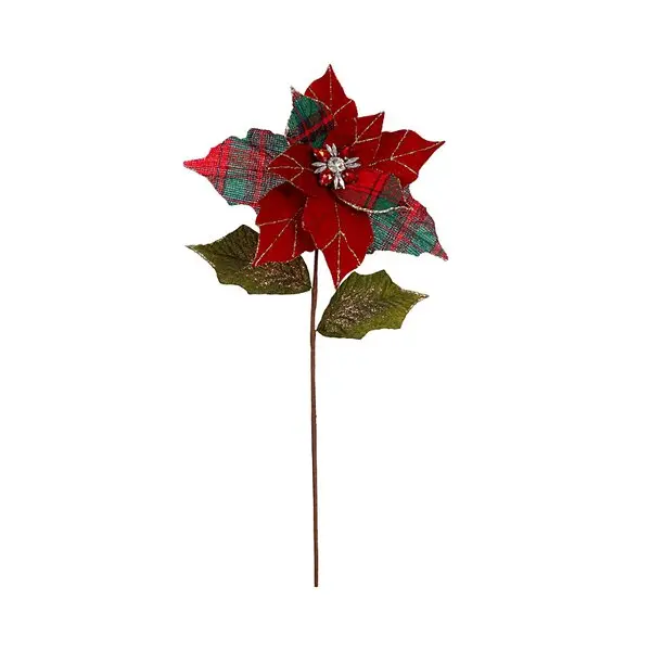 MARK ROBERTS Jeweled Poinsettia Stem, Set Of 12