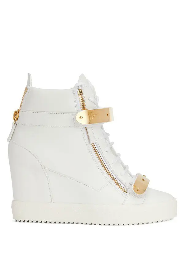 GIUSEPPE ZANOTTI Coby Leather Wedge Sneakers - White
