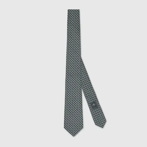 Gucci Horsebit Silk Jacquard Tie - Grey
