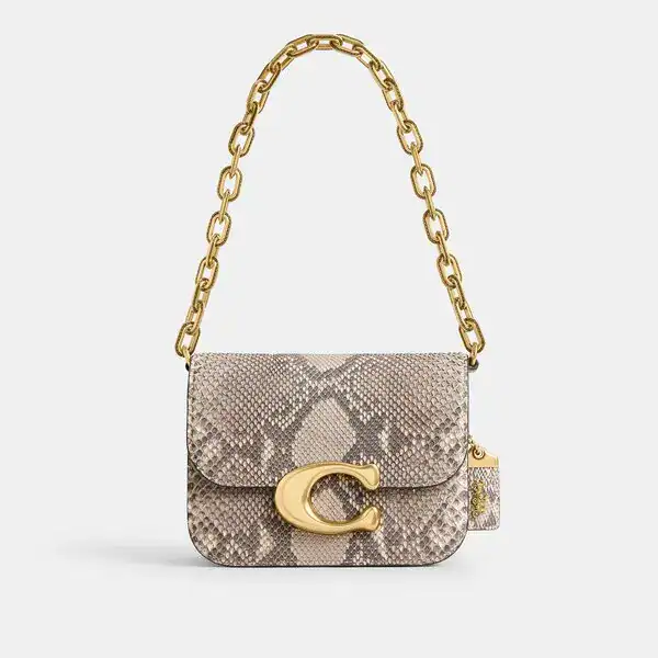 Coach Idol Bag In Python - Brass/Chalk | Editorialist