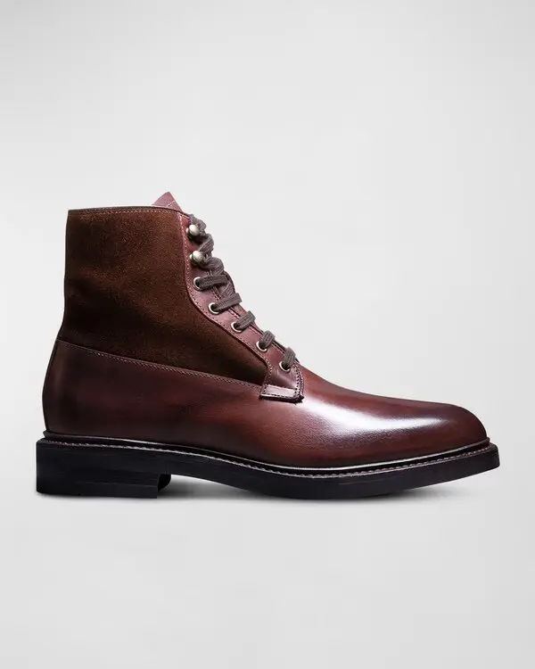 Allen Edmonds Dain Leather And Suede Lace-Up Boots Mahogany