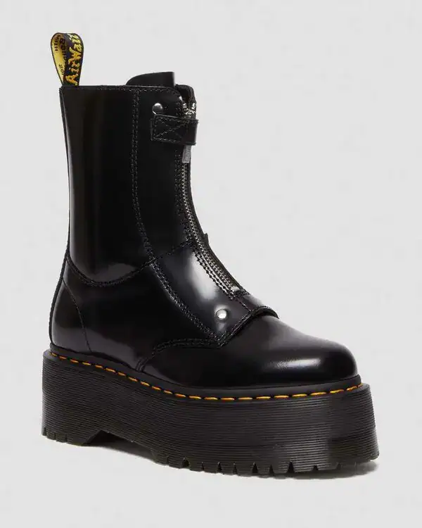 Dr. Martens Jetta Hi Max Leather Platform Boots In Black - 39% Off