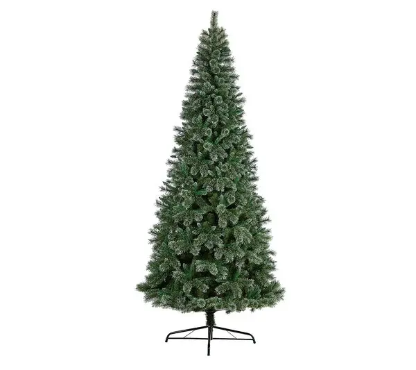 NEARLY NATURAL 10' Slim Snow Tip Pine Artificial Christmas Tre