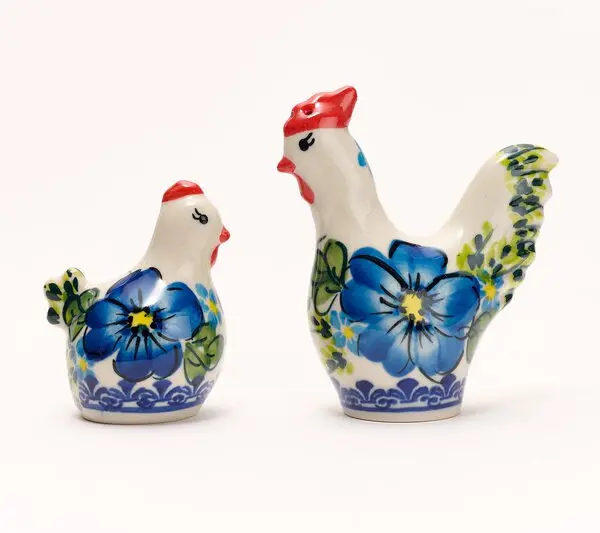 LIDIA'S POLISH POTTERY Chicken & Roosterspice Shakers