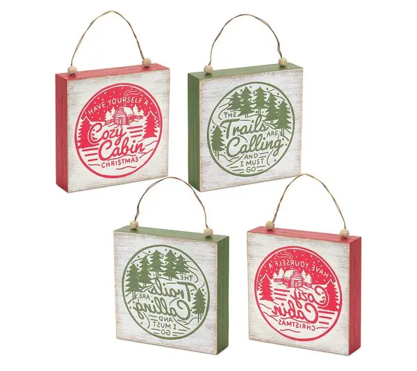 MELROSE Winter Cabin And Trails Sentiment Sign Set Of 4