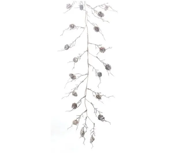 MELROSE Flocked Pinecone Twig Garland