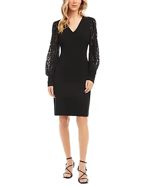 Karen Kane Petite Lace Sleeve Dress In Black 65% Off Editorialist