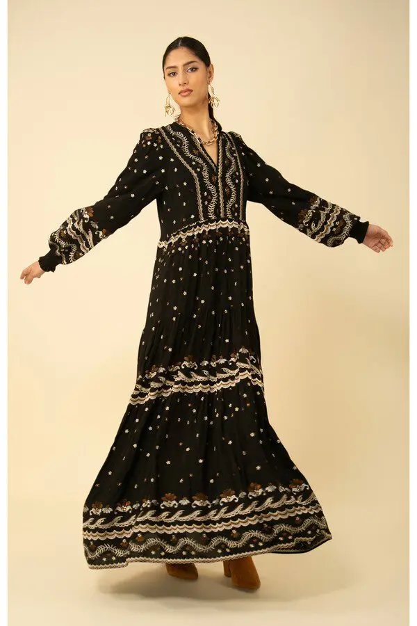 Hale Bob Audrey Embroidered Maxi Dress