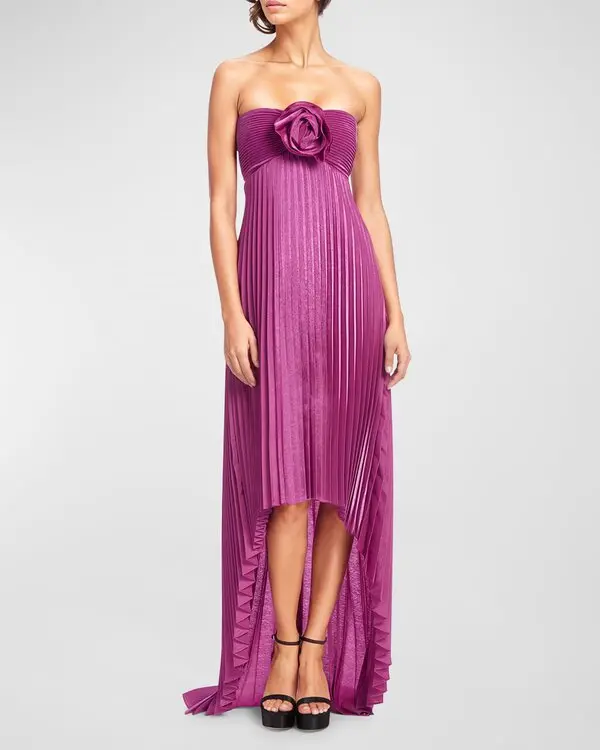 One33 Social Strapless High-Low Dress Fuchsia Editorialist