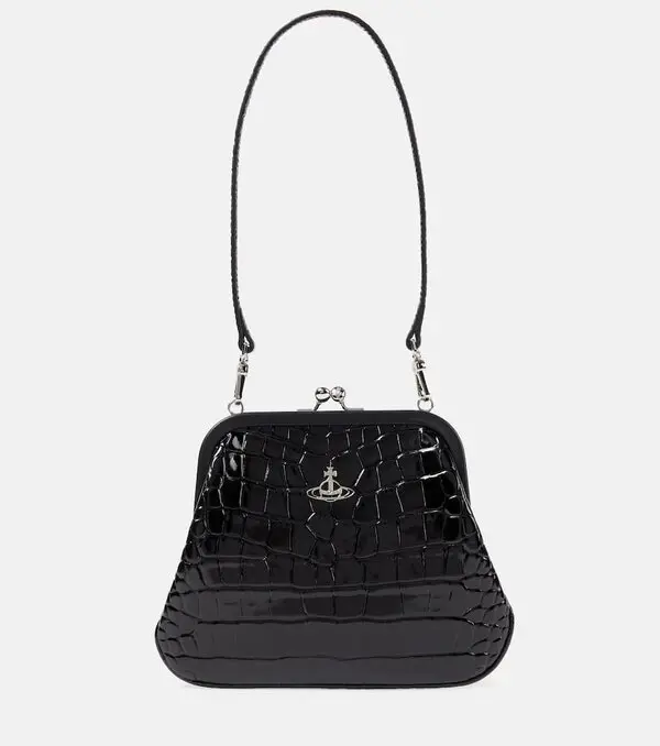 VIVIENNE WESTWOOD Croc-effect Leather Tote Bag - Black | Editorialist