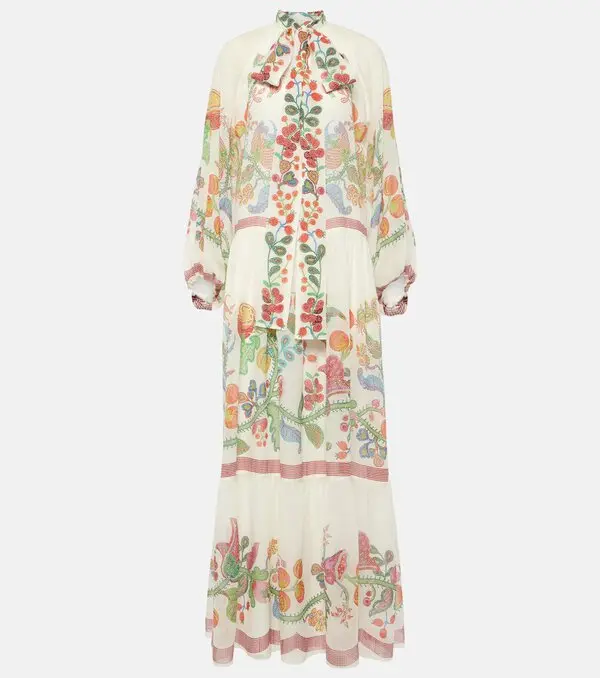 La DoubleJ Athena Printed Silk Chiffon Maxi Dress