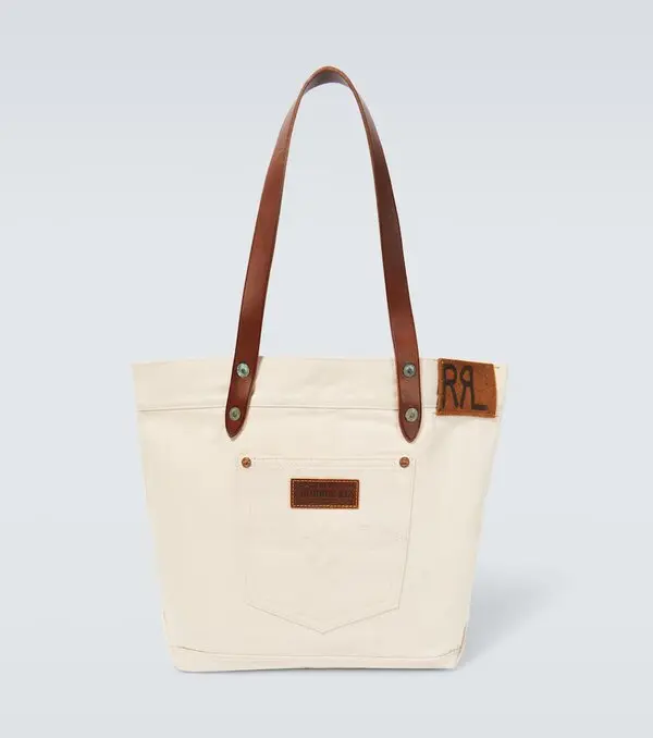 Ralph Lauren Olsen Leather-Trimmed Tote Bag In Grey 30% Off