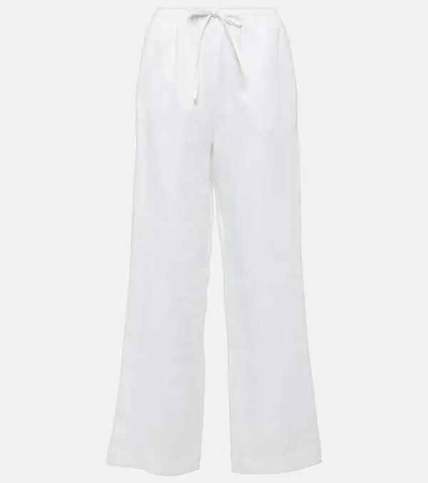 Asceno Aurelia Linen Straight Pants - White