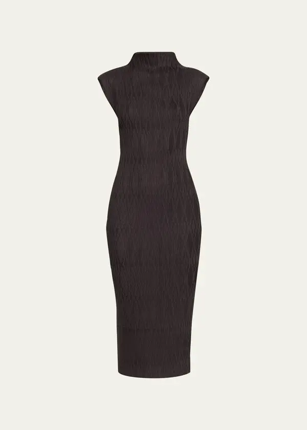 Veronica Beard Gramercy Pleated Satin Midi Dress - Black | Editorialist