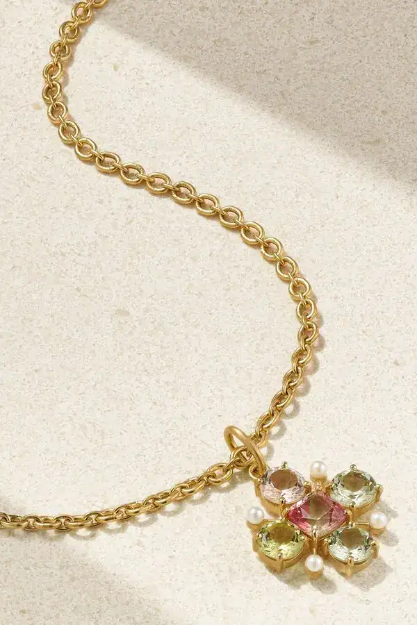 Irene Neuwirth Gemmy Gem 18-karat Tourmaline And Pearl Necklace - Gold ...
