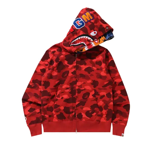 BAPE Color Camo Tiger Shark Full Zip Double Hoodie