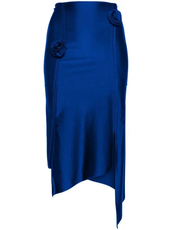 Coperni Floral-appliqué Asymmetric Midi Skirt - Blue