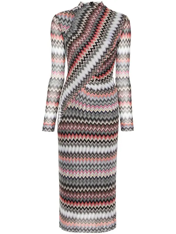 Missoni Zigzag-Woven Raschel-Knit Dress In Grey - 30% Off | Editorialist