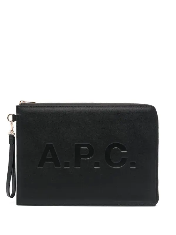 A.p.c. Logo-debossed Clutch - Black