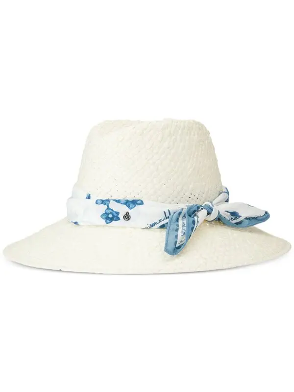 MAISON MICHEL Kate Scarf-detail Fedora Hat - Neutrals