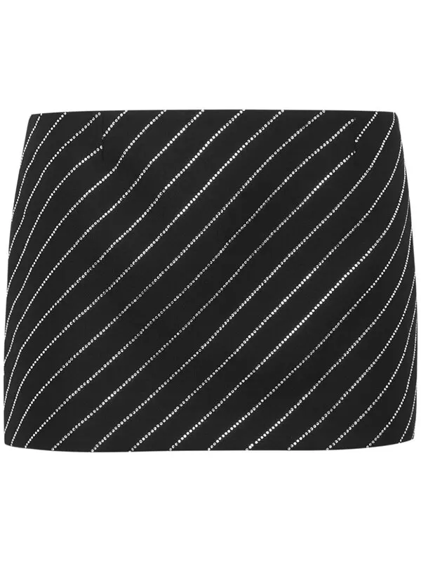 Philipp Plein Crystal-embellished Pinstriped Mini Skirt