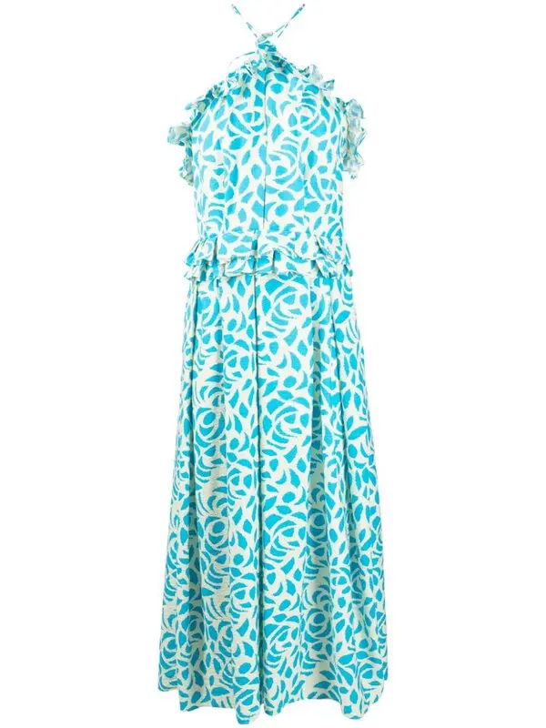 BAMBAH Camelia Jacquard Halterneck Midi Dress