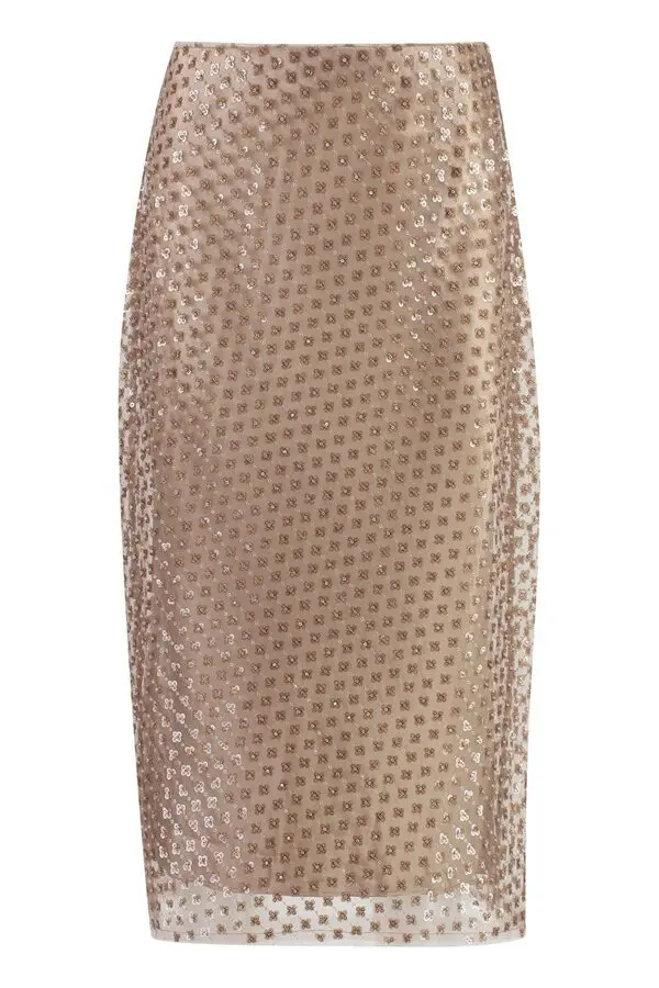 Vidinna High Waist Printed Skirt Beige Red main image 0