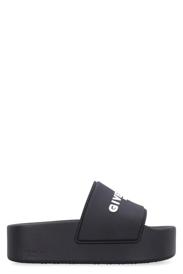 Buy Givenchy Logoed Rubber Platform Slides - Black At 33% Off ...