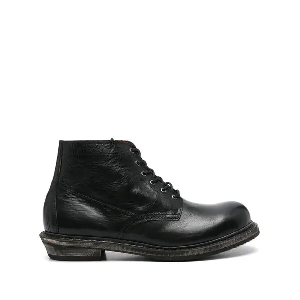 Our Legacy Grained Leather Boots - Black