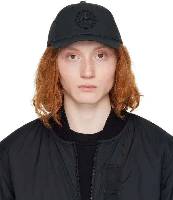 Stone Island Embroidered Logo Cap - A0029 Black | Editorialist