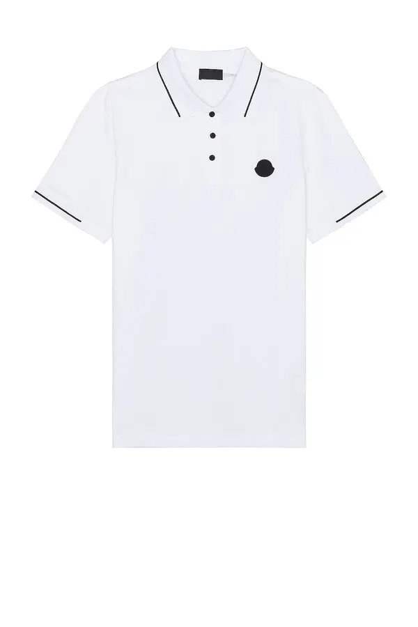 Moncler Short Sleeve Polo In White - Brilliant White