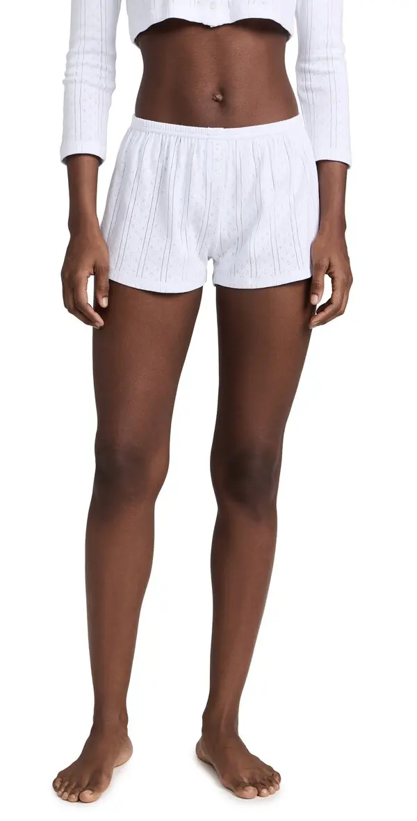 COUCOU The Shorts: Pointelle - White