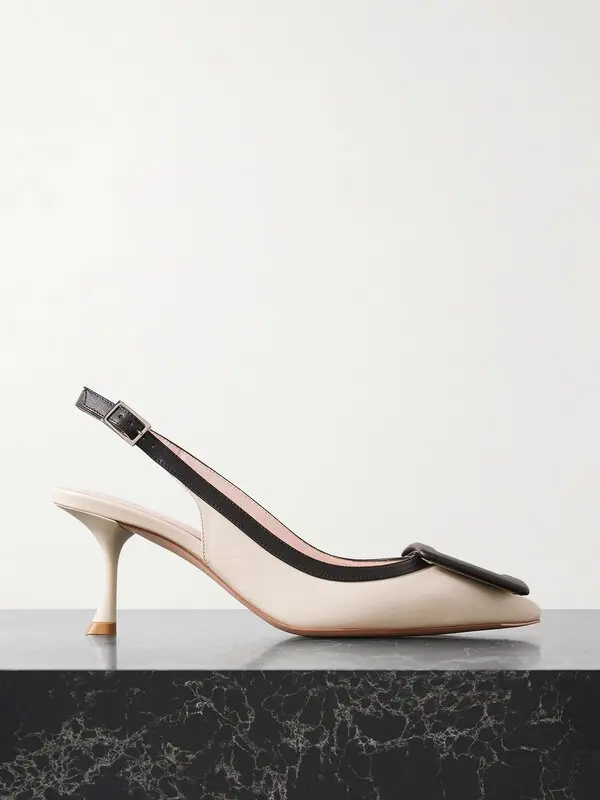 ROGER VIVIER Viv In The City 65 Leather Slingback Pumps - White