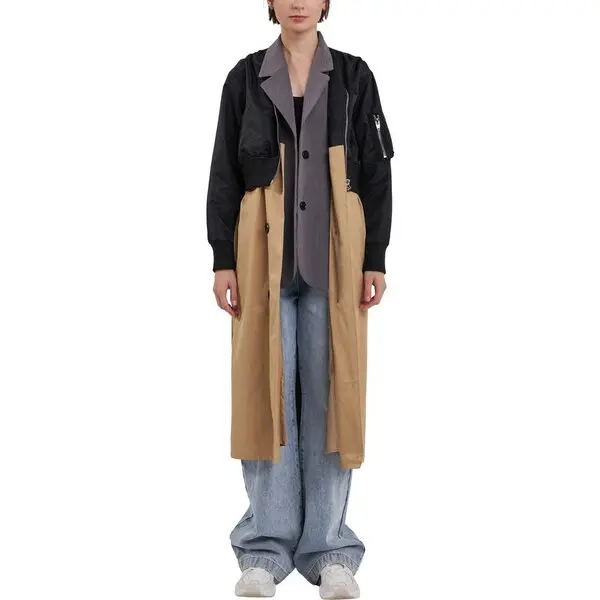 GREY LAB Trio Mixed Media Trench Coat
