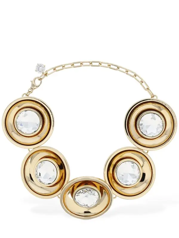 AREA Medallion Choker W/ Crystals - Gold,crystal | Editorialist