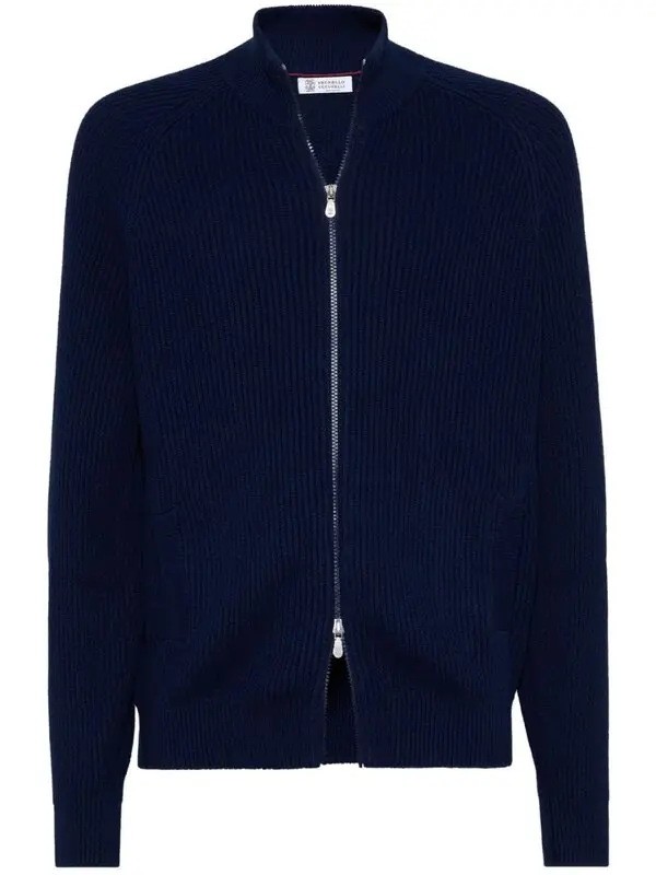 Brunello Cucinelli Zip-up Cotton Cardigan - Blue