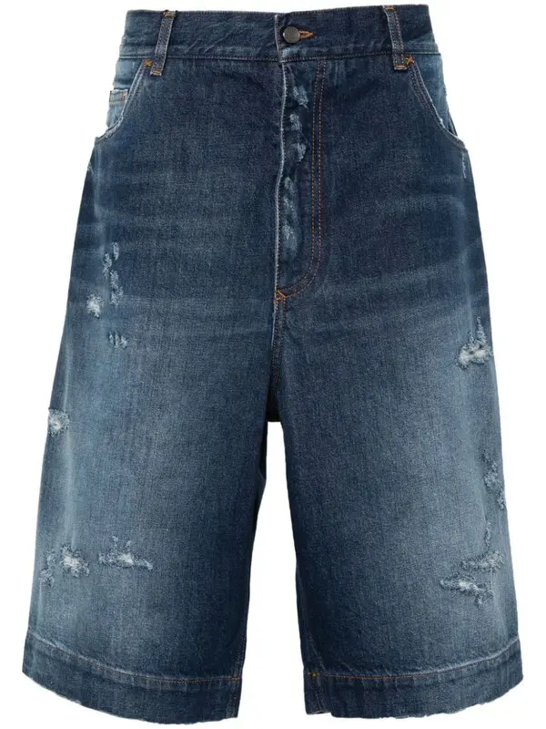Dolce & Gabbana Logo-plaque Denim Shorts - Blue