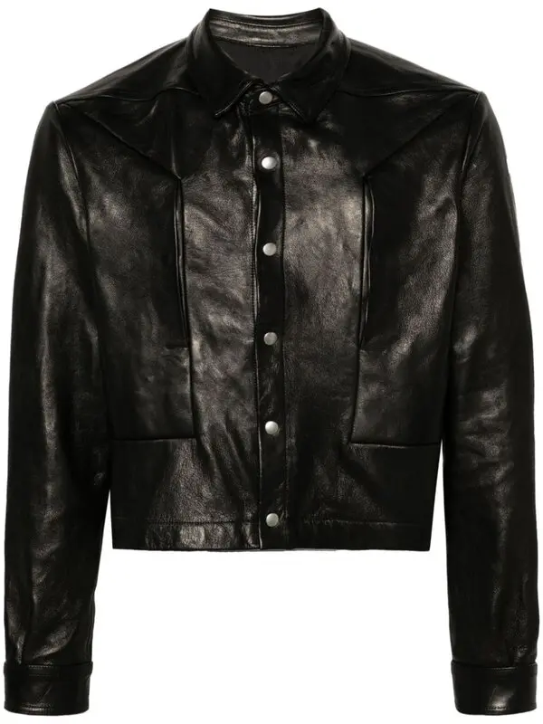 Rick Owens Alice Strobe Leather Shirt Jacket In Black - 43% Off