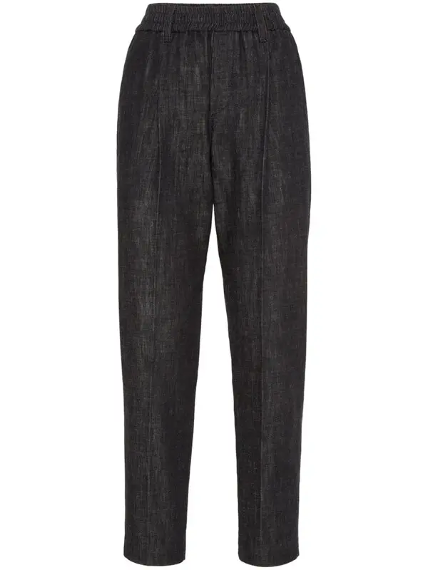 Brunello Cucinelli High-waisted Tapered Jeans - Black