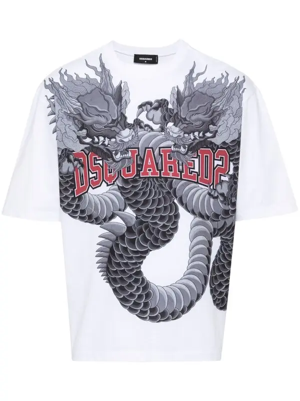 Dsquared2 Dragon-print Cotton T-shirt