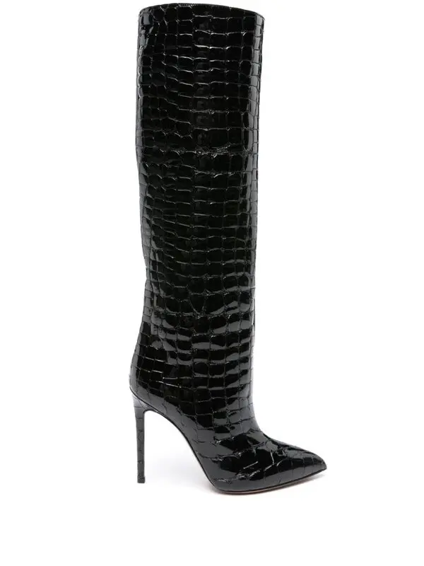 Paris Texas 115mm Crocodile-embossed Leather Knee-high Boots